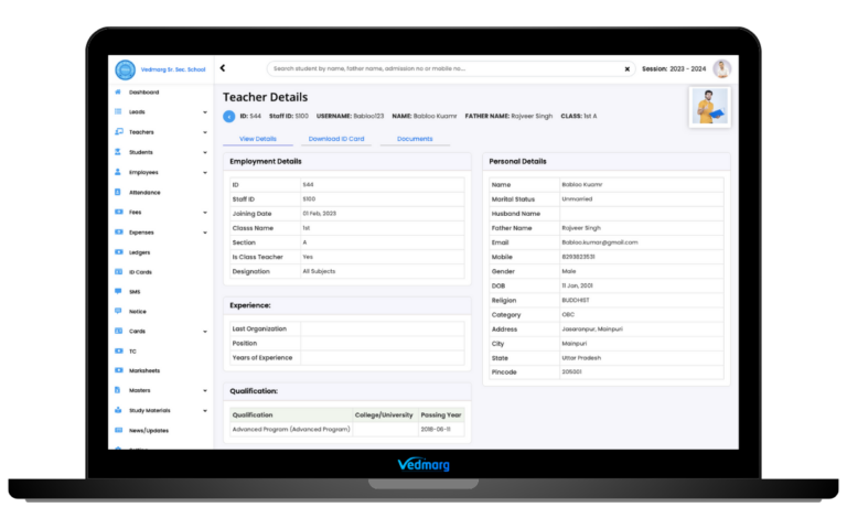How To Add Teachers in Vedmarg School ERP - Teacher Management System