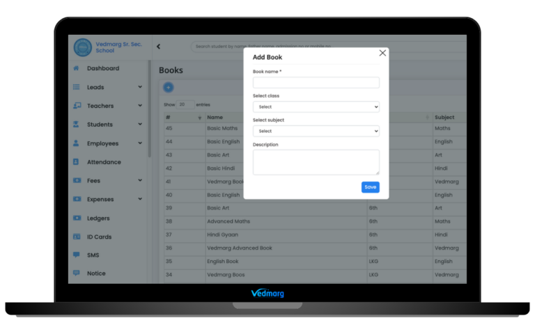 How to add Classes, Subjects and Books in Vedmarg School Management ...