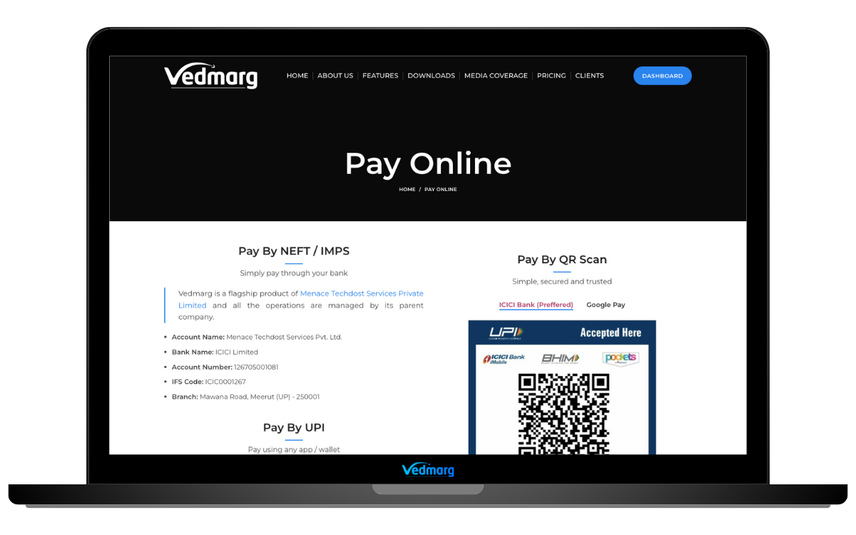 Pay Online - Vedmarg Educational ERP