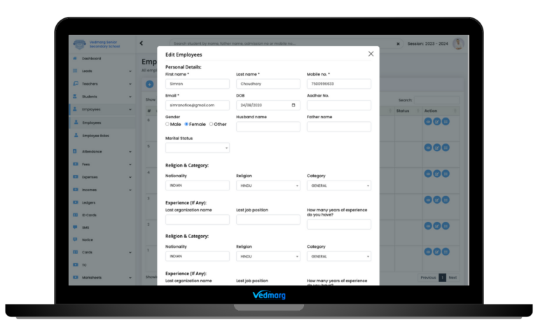 Admin Login Management - School Management System
