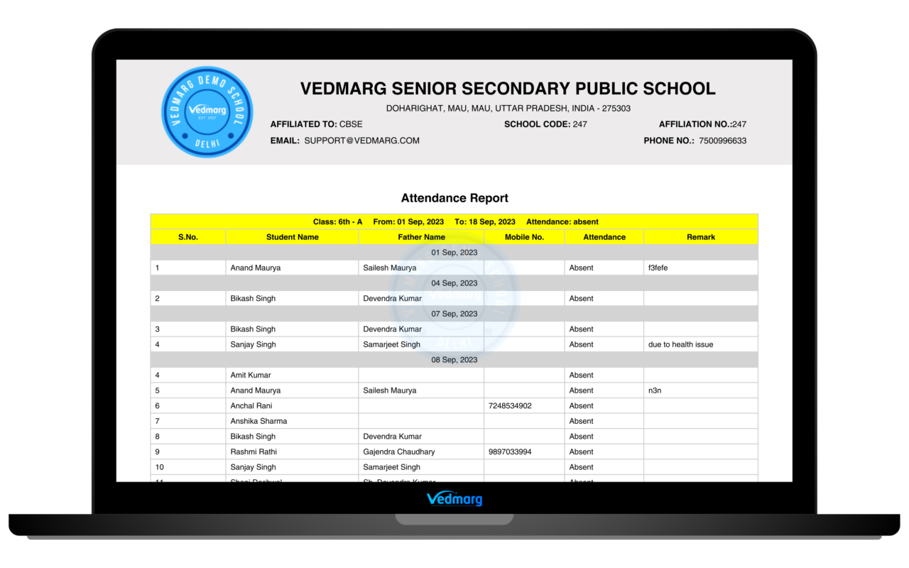 Attendance Management System - School, College & Coaching
