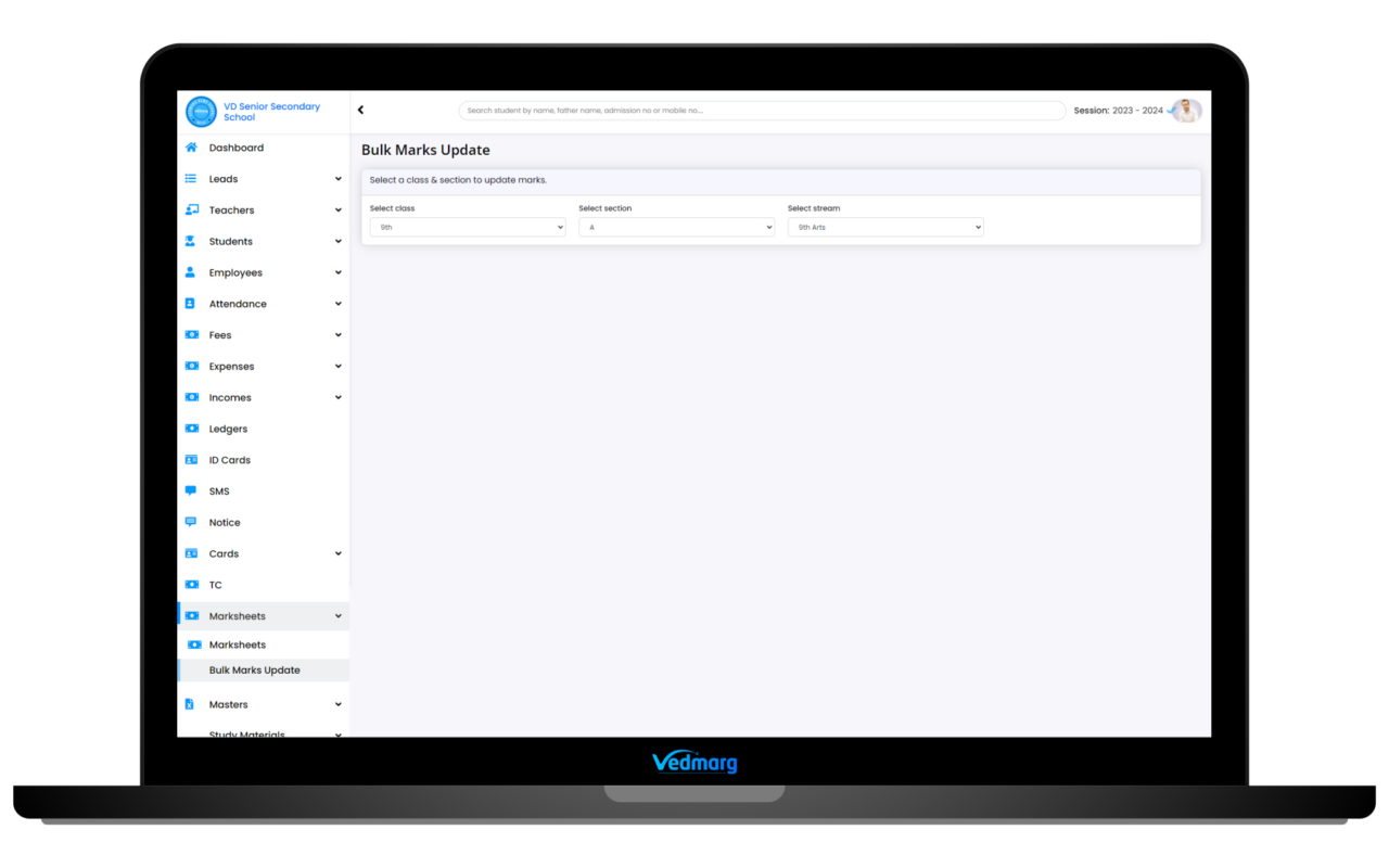How to Create a CBSE Marksheet on Vedmarg School ERP Software?