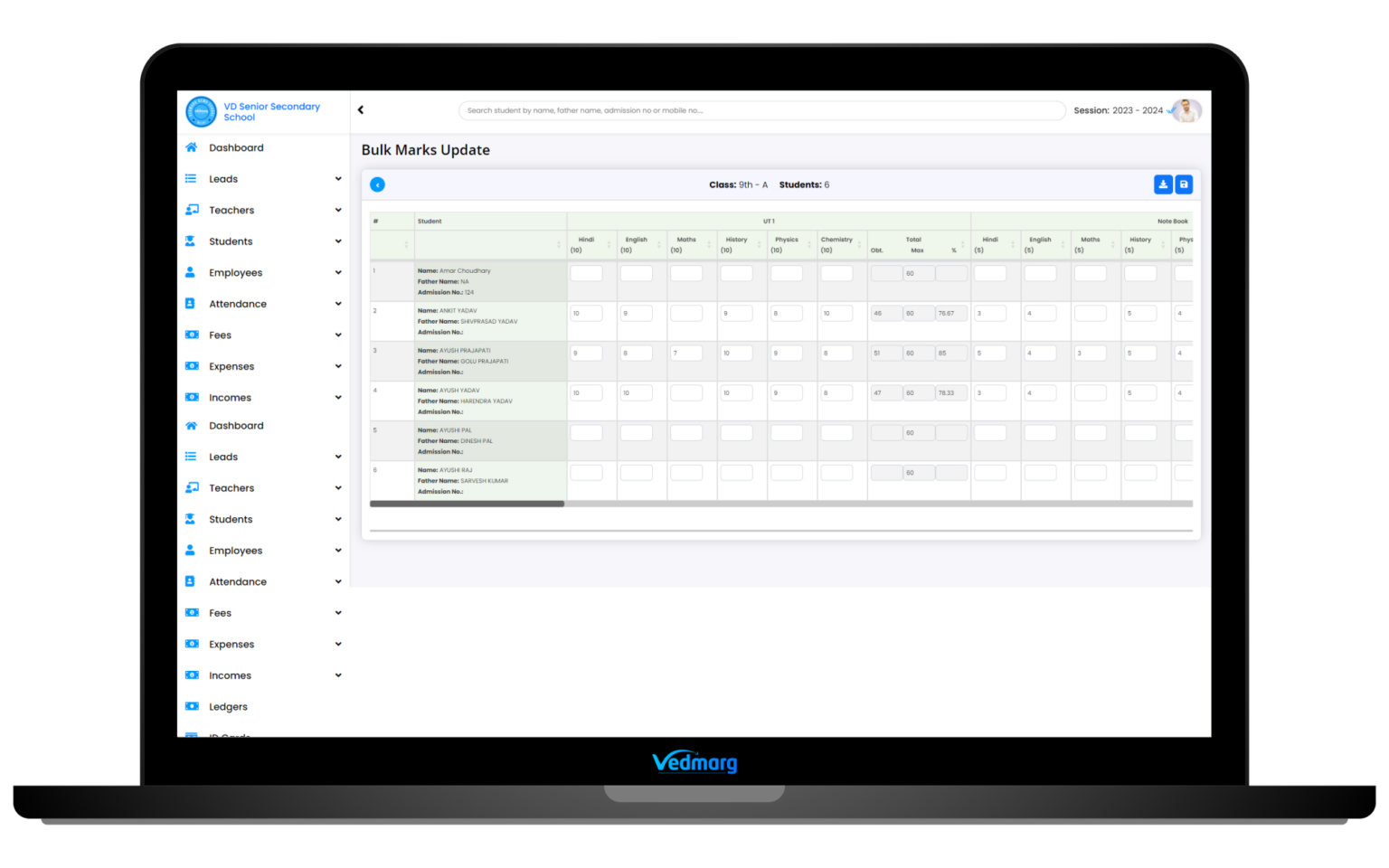 How to Create a CBSE Marksheet on Vedmarg School ERP Software?