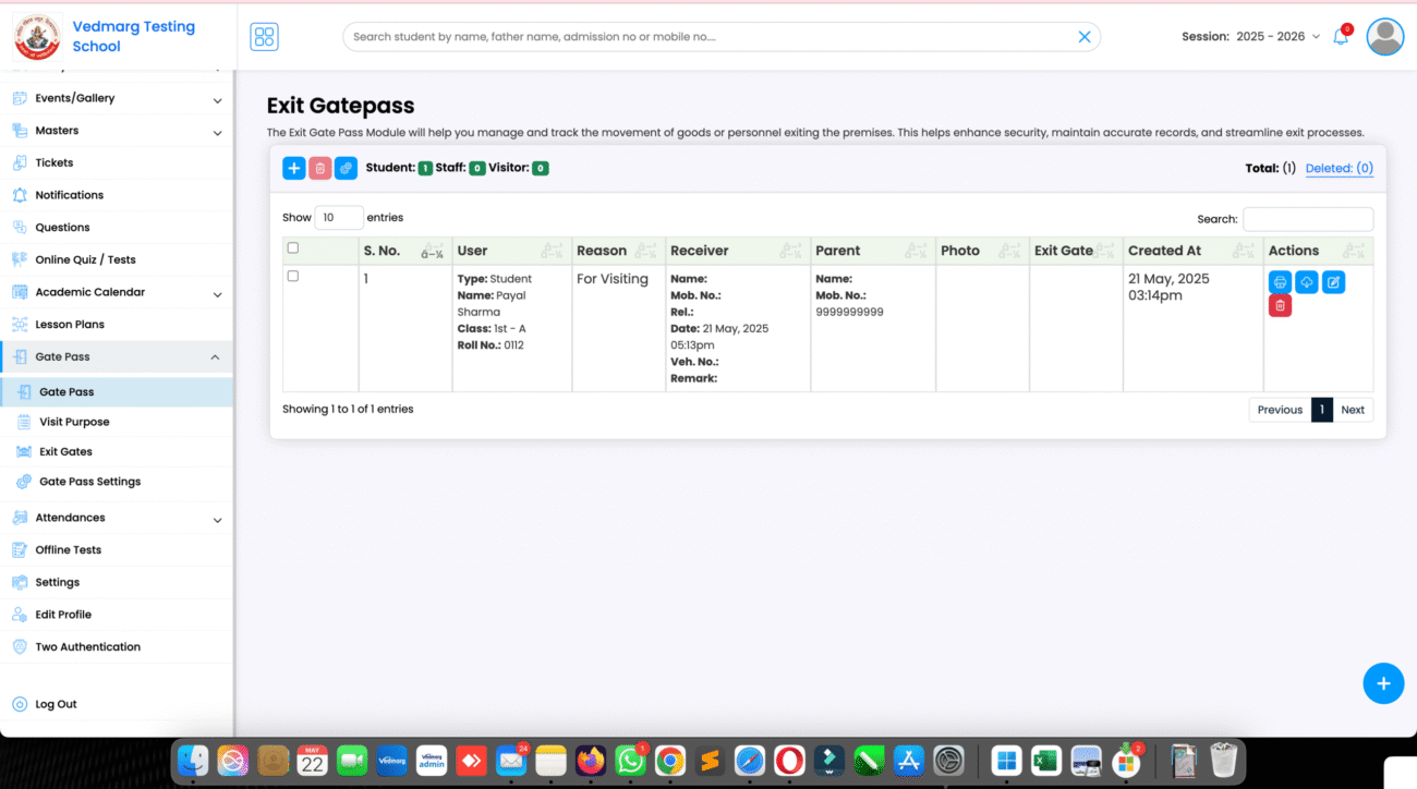 #1 OTP Based Gate Pass Management System - Staff, Visitor