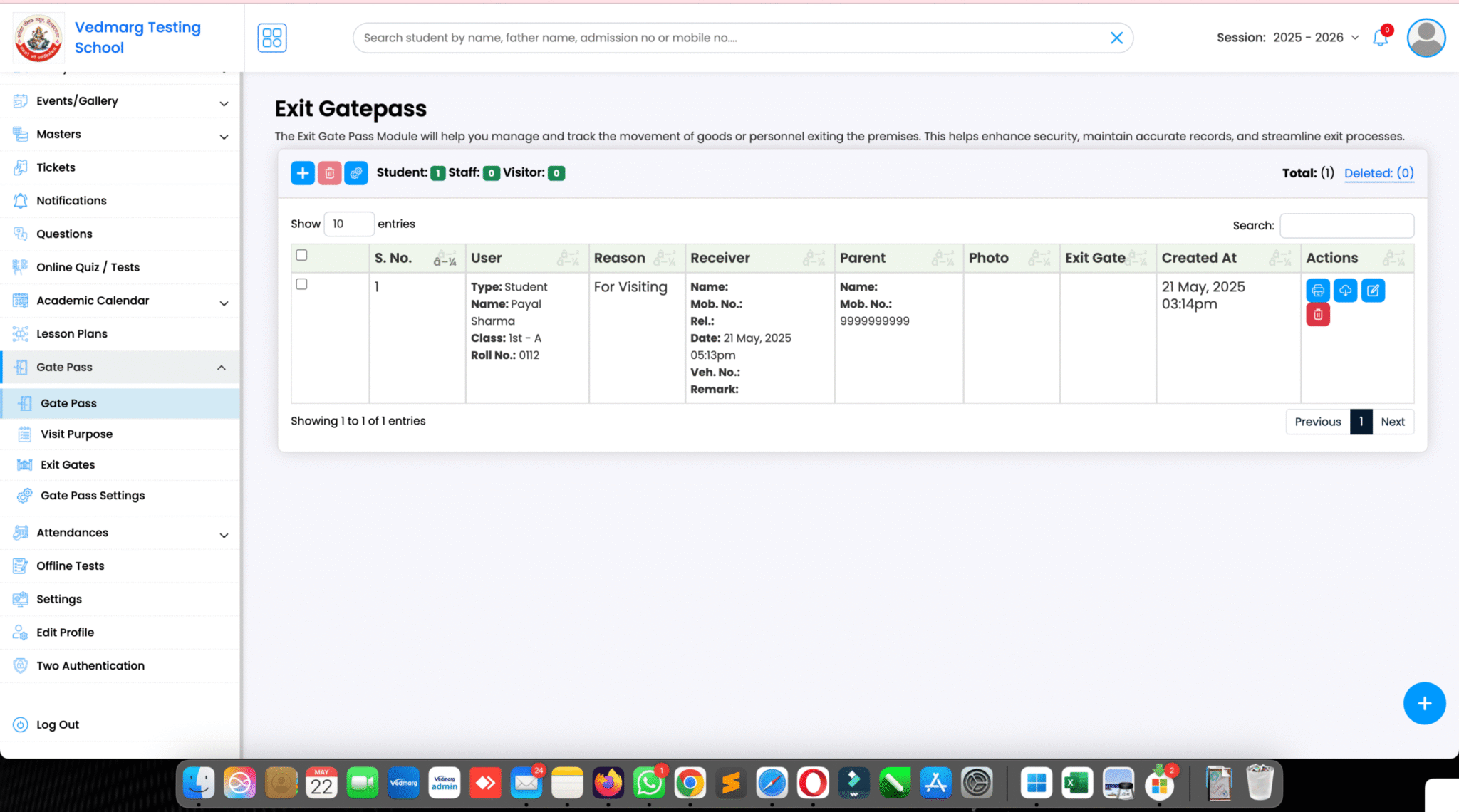 #1 OTP Based Gate Pass Management System - Staff, Visitor