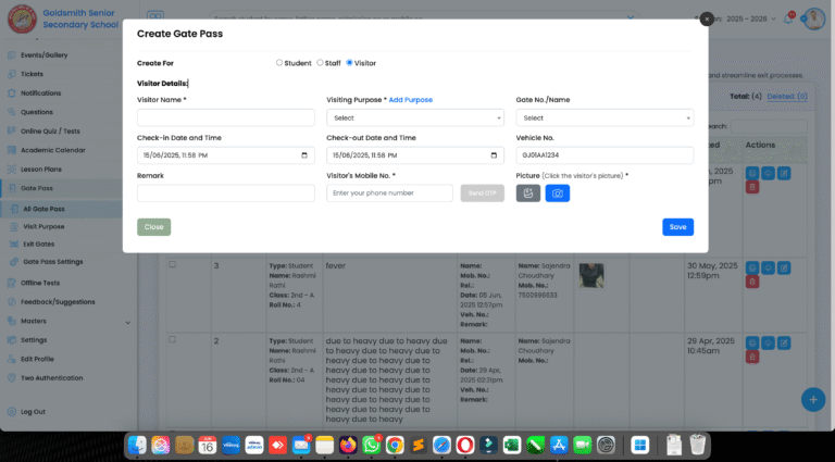 #1 OTP Based Gate Pass Management System - Staff, Visitor