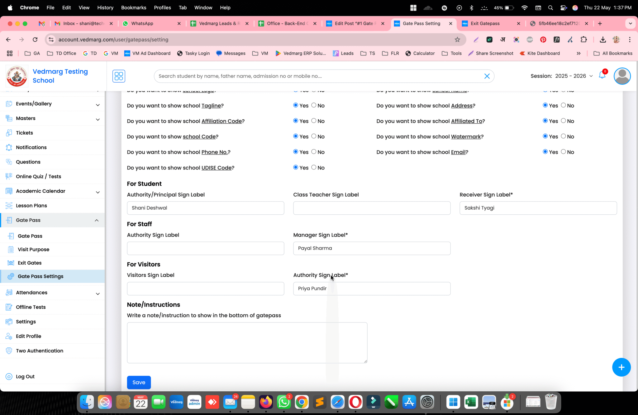 #1 OTP Based Gate Pass Management System - Staff, Visitor