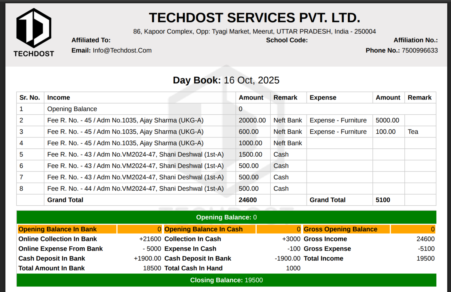 #1 Day Book Module in Vedmarg ERP, Types, Excel, PDF Formats